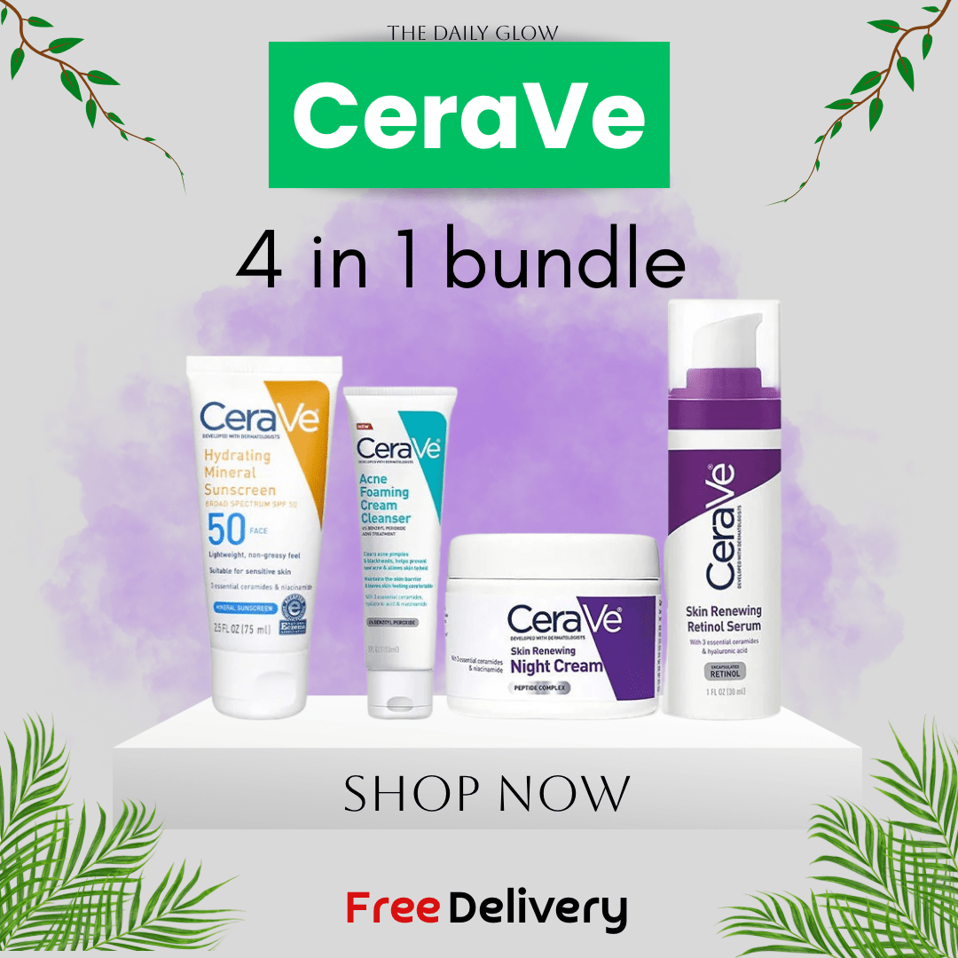 CeraVe 4-in-1 Skincare Kit: Night Cream, Sunblock, Cleanser & Serum fo ...